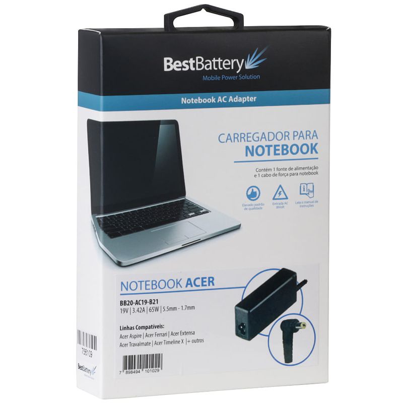 Fonte Carregador para Notebook Acer PA 1450-26 - BB Baterias Fonte Carregador para Notebook Acer PA 1450-26 - BB Baterias